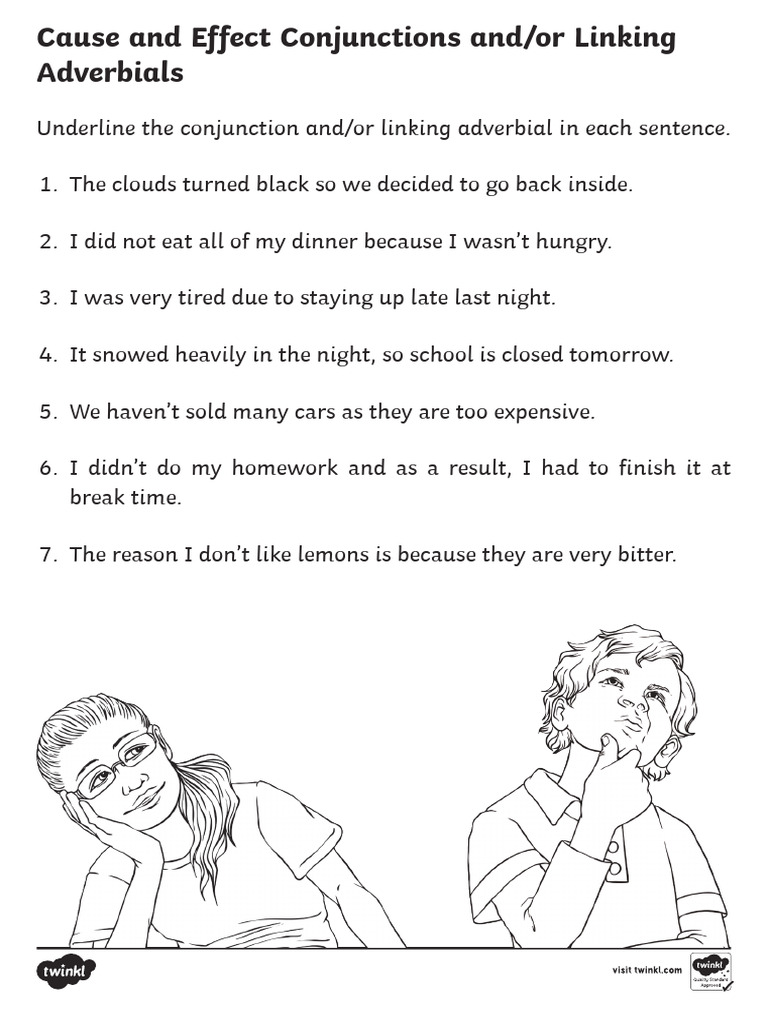 T2 E 290 Cause and Effect Conjunctions Worksheet - Ver - 9 | PDF