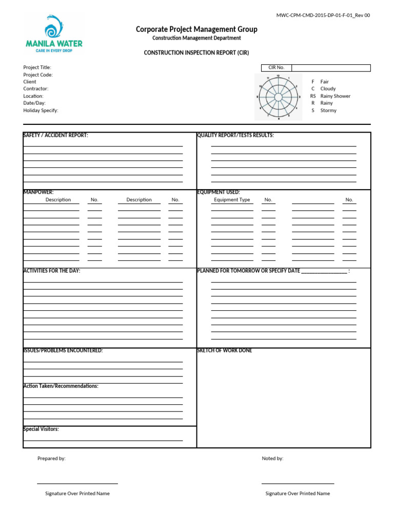 Form - Construction Inspection Report (CIR) | PDF