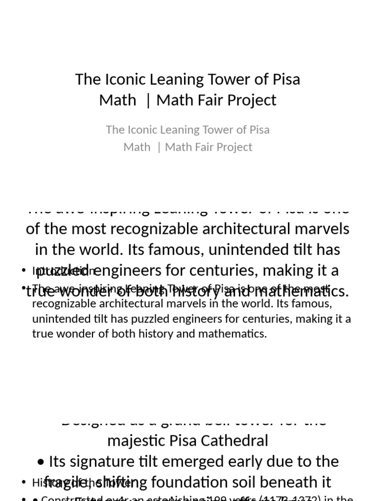 Enhanced Pisa Tower Math Fair | PDF