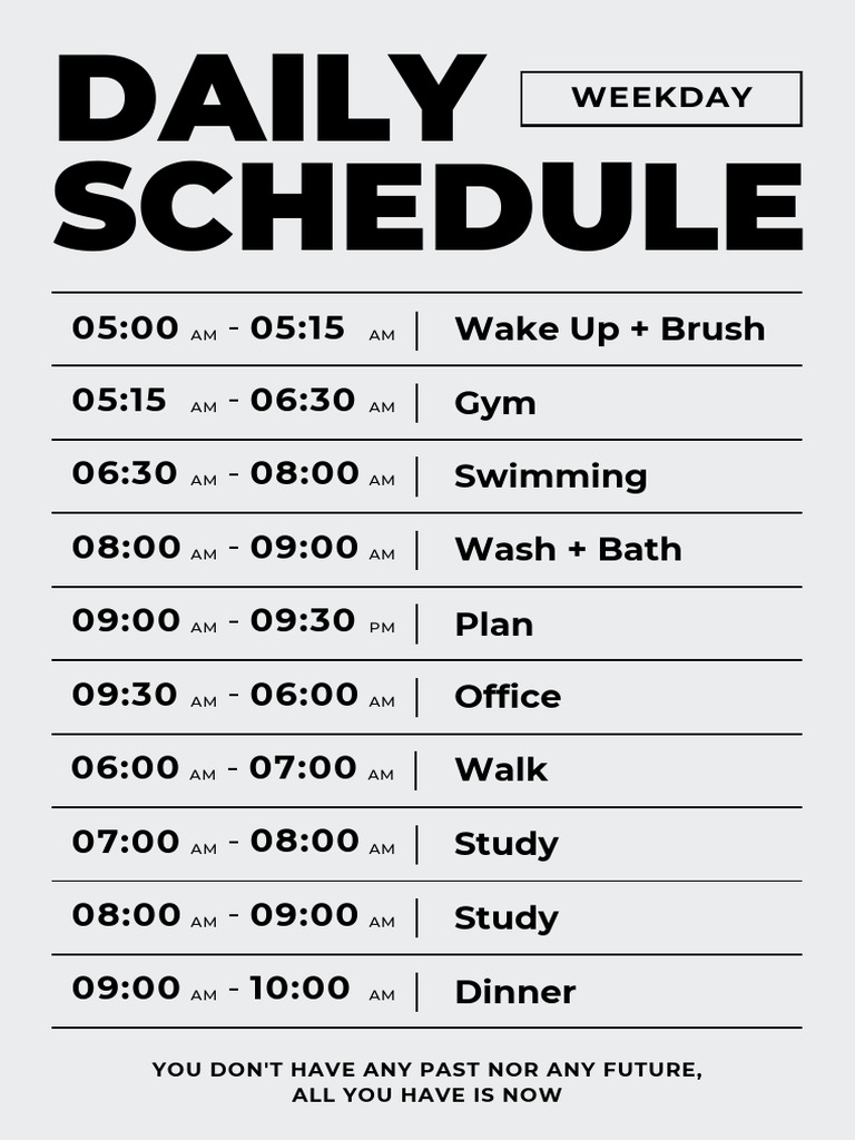 White Simple Bold Daily Schedule Planner | PDF