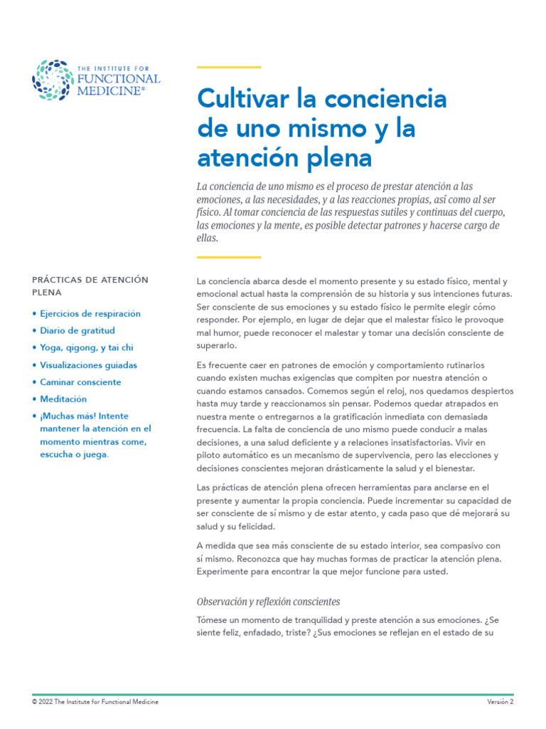 Cultivating Self-Awareness and Mindfulness - Spanish | PDF | Las ...