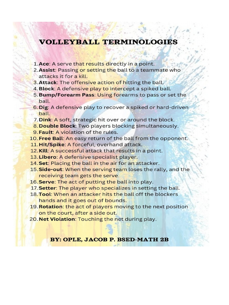 Volleyball Terminologies | PDF
