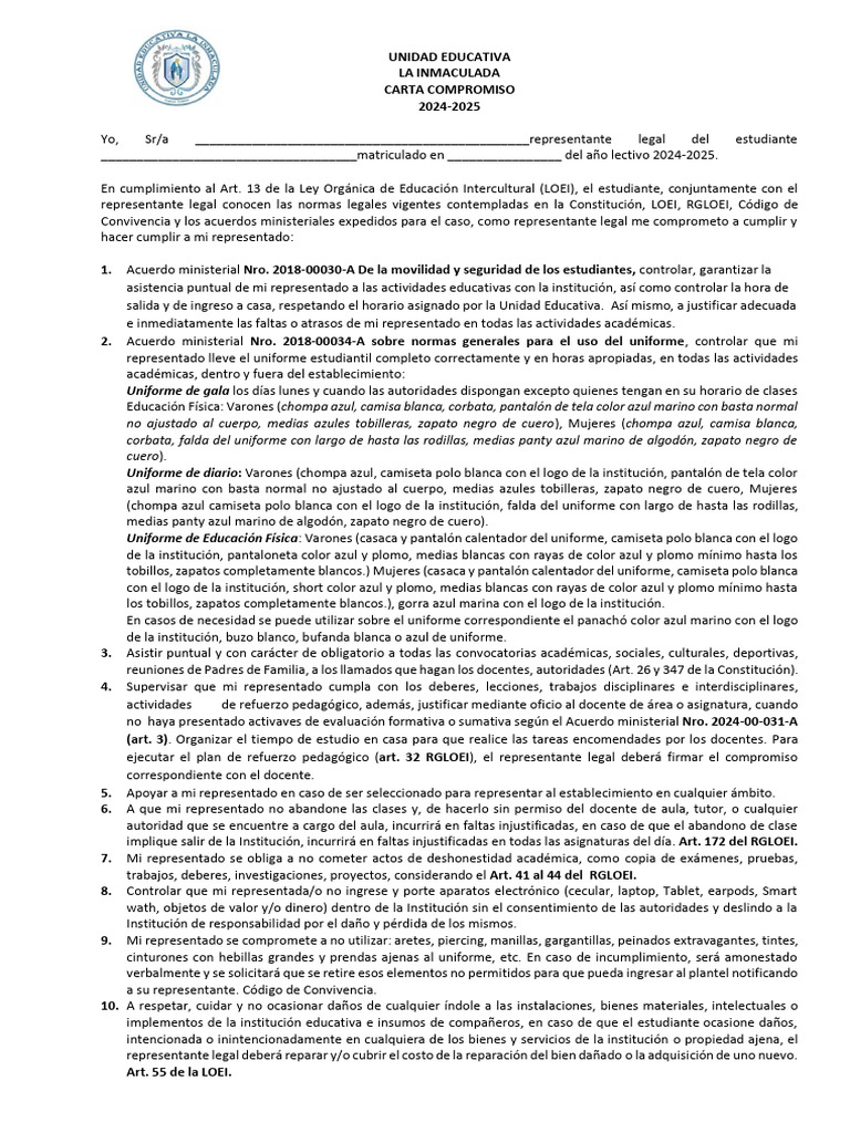 Carta Compromiso 24-25 Ueli | PDF | Ropa | Moda
