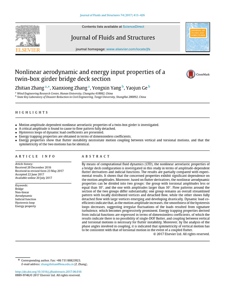 Nonlinear Aeroelasticity of Bridge Decks | PDF | Vortices | Hysteresis