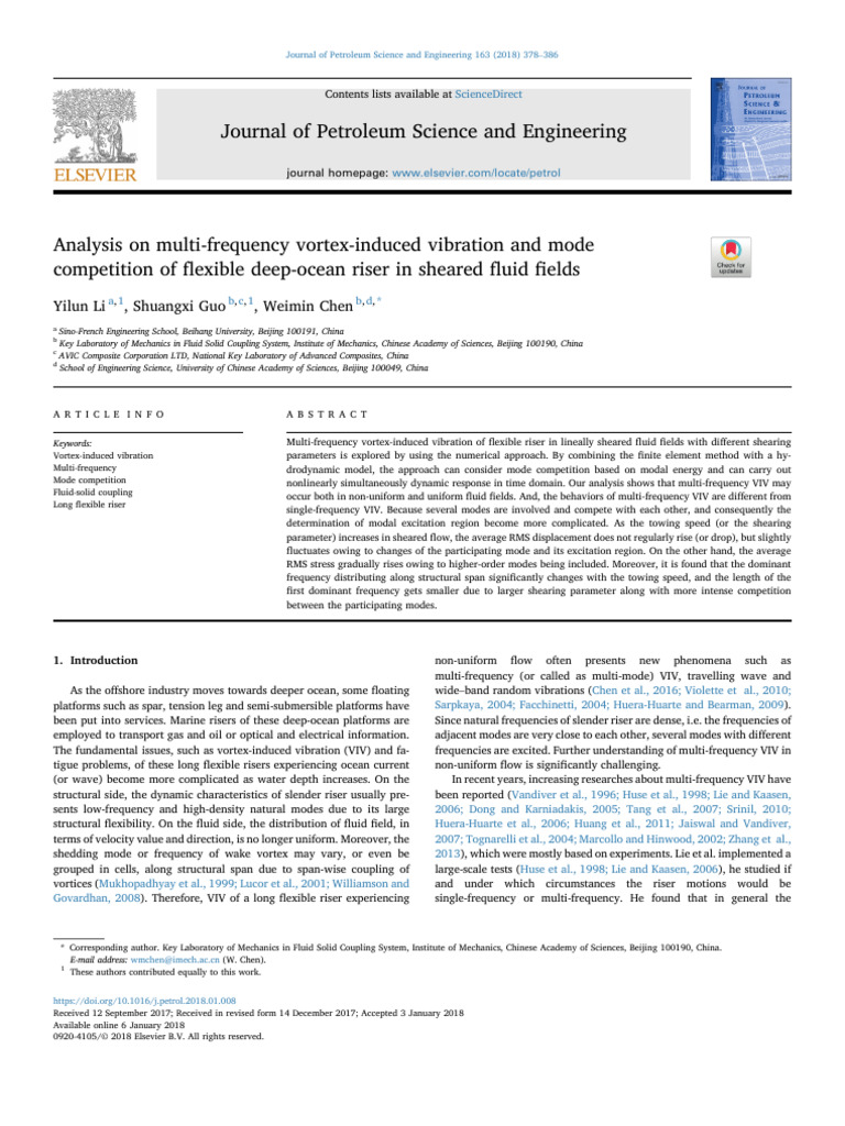 Analysis On Multi-Frequency Vortex-Induced Vib | PDF | Spectral Density | Finite Element Method