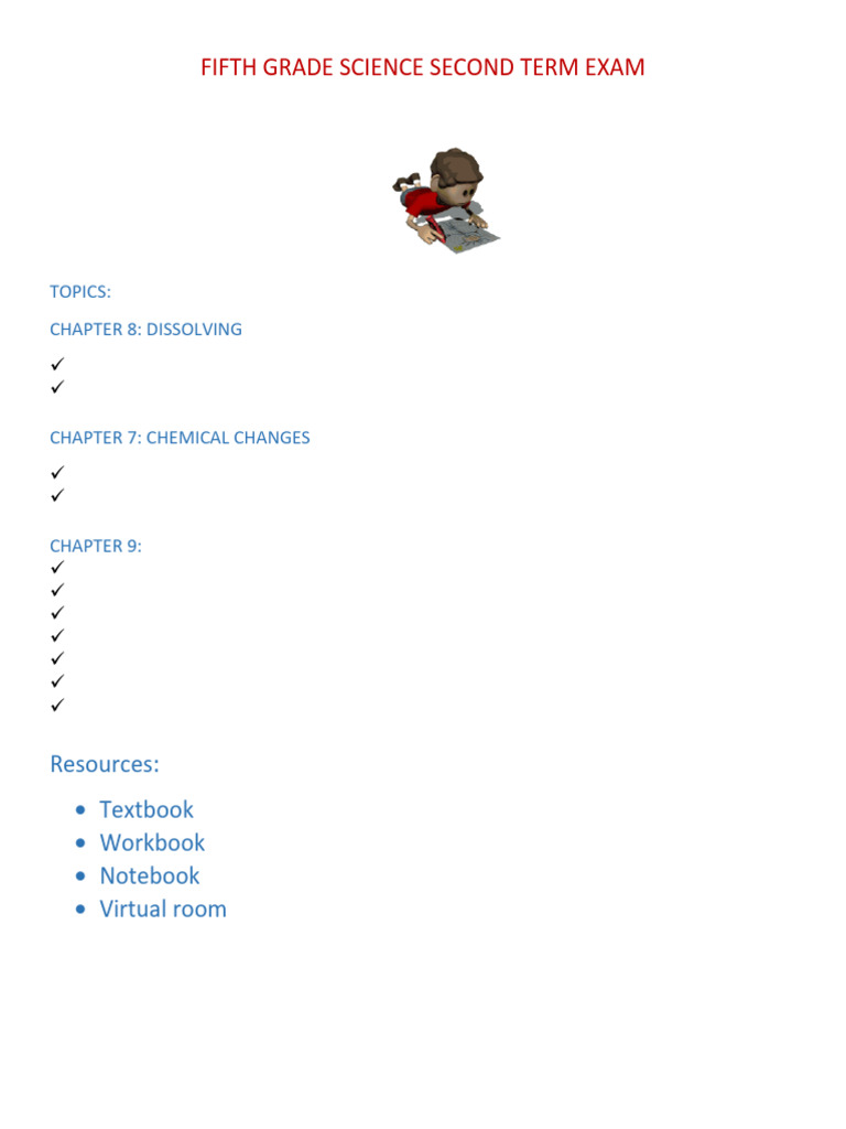 Fifth Grade Science Exam Topics | PDF