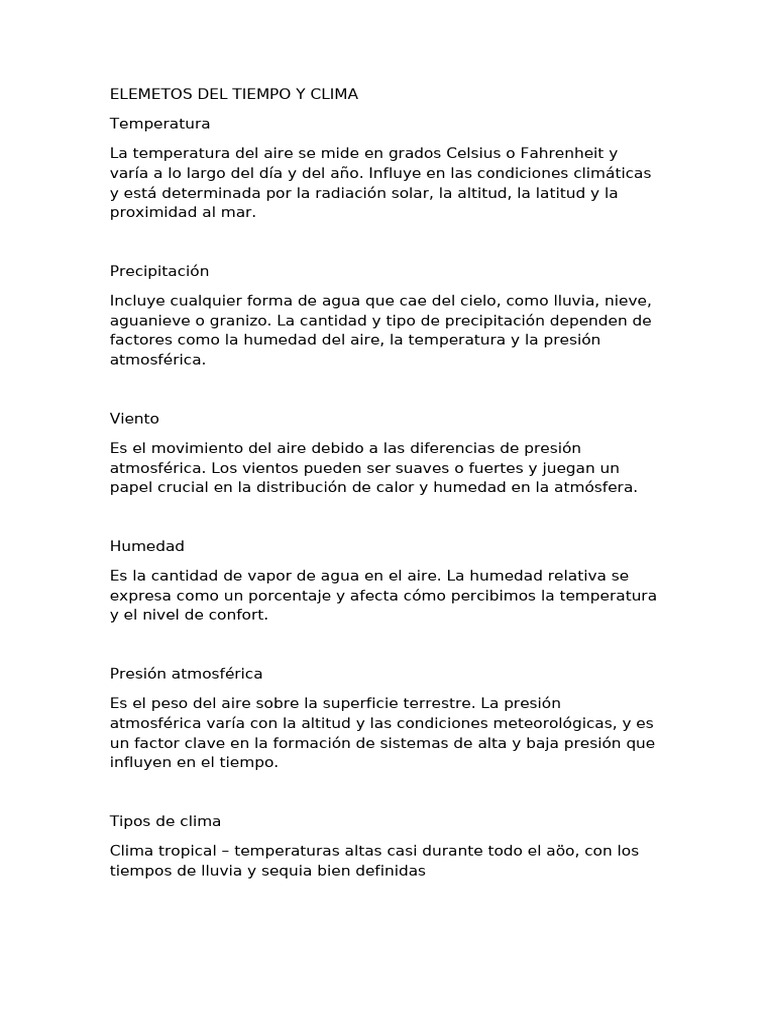 Elemetos Del Tiempo y Clima | PDF