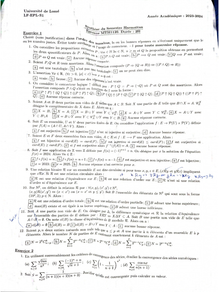 Examen Bases Maths 2024 | PDF