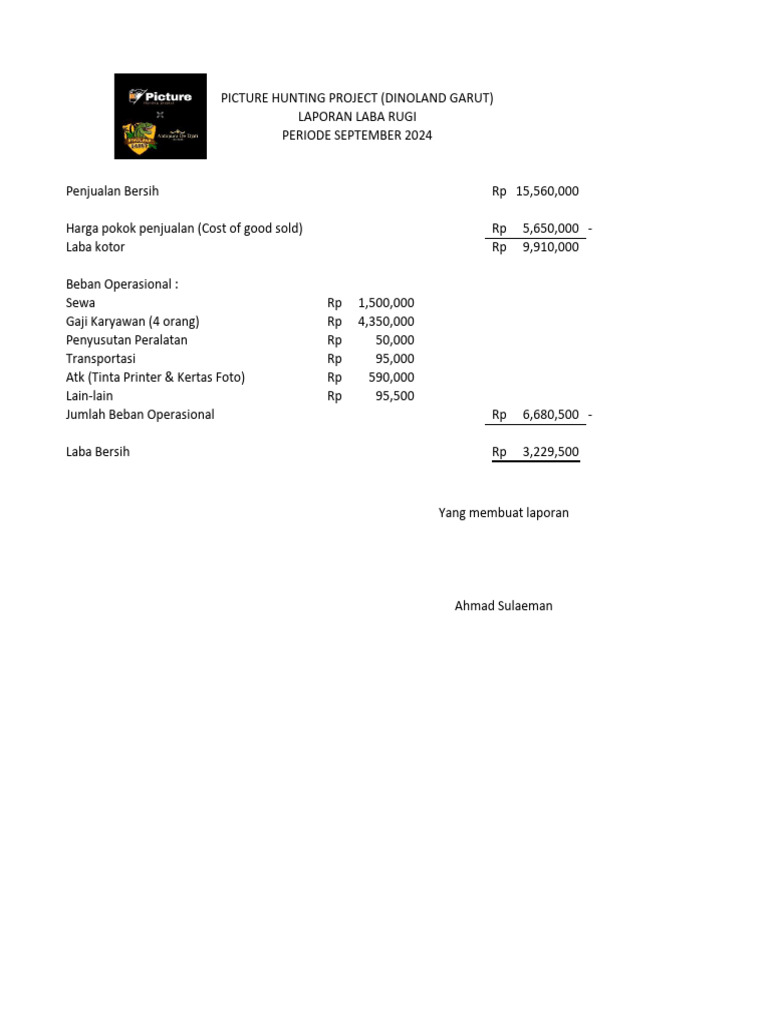 Lap Laba Rugi Ahmad Lok Dinoland | PDF