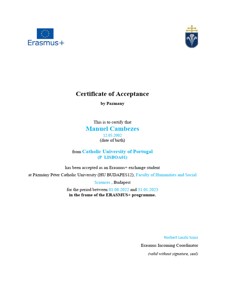 Certificate of Acceptance | PDF