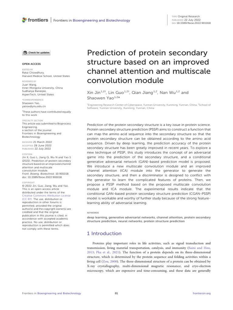 Prediction of Protein Secondary Structure Based On An Improved Channel ...