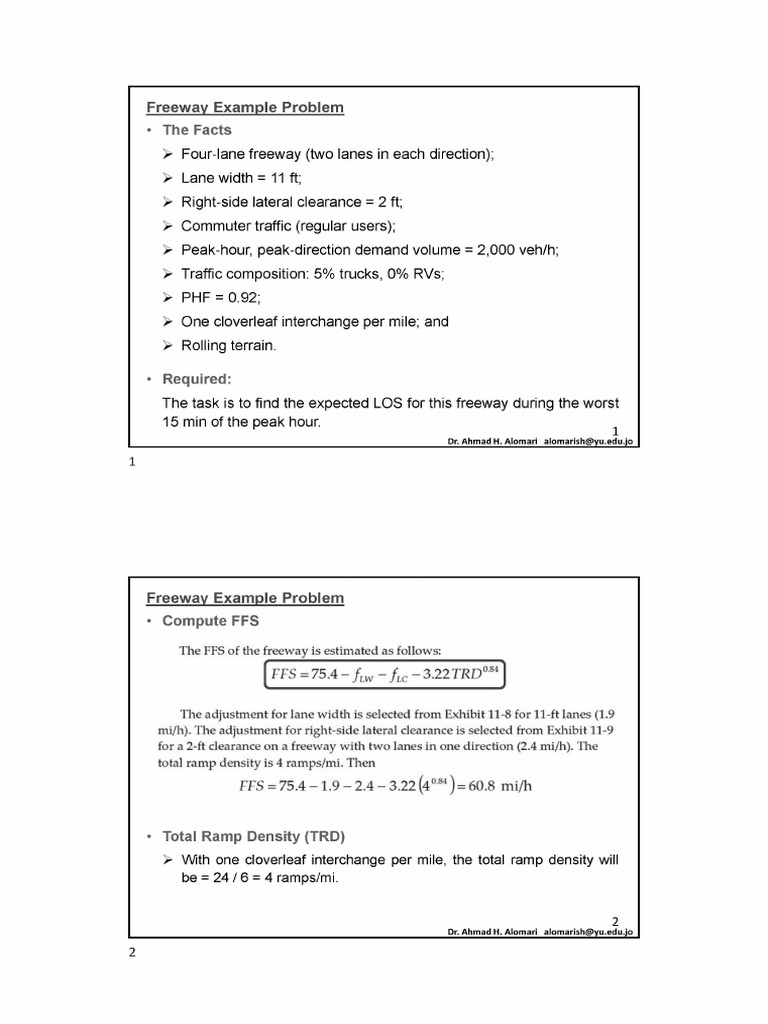 9 - CE543 Freeway Solved Problem | PDF