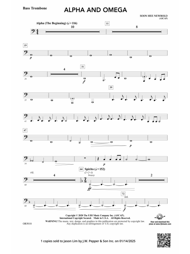 Alpha and Omega - Bass Trombone | PDF
