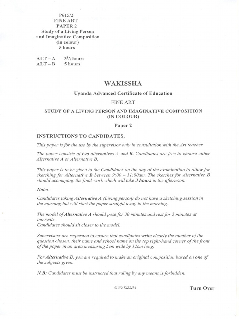 S.6 Art Paper 2 | PDF