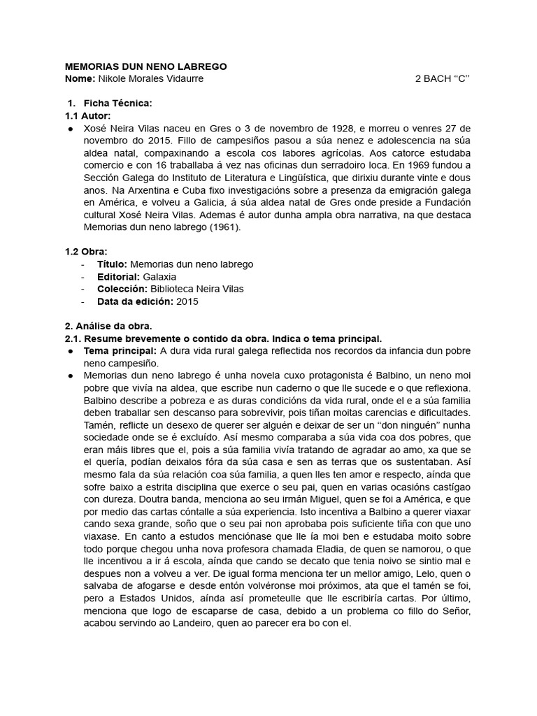 Memorias Dun Neno Labrego | PDF