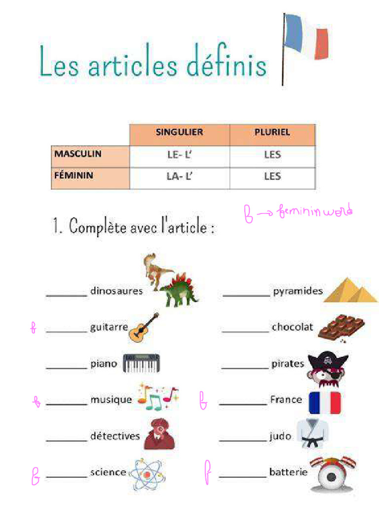Exercices Articles Définis Et Indéfinis | PDF