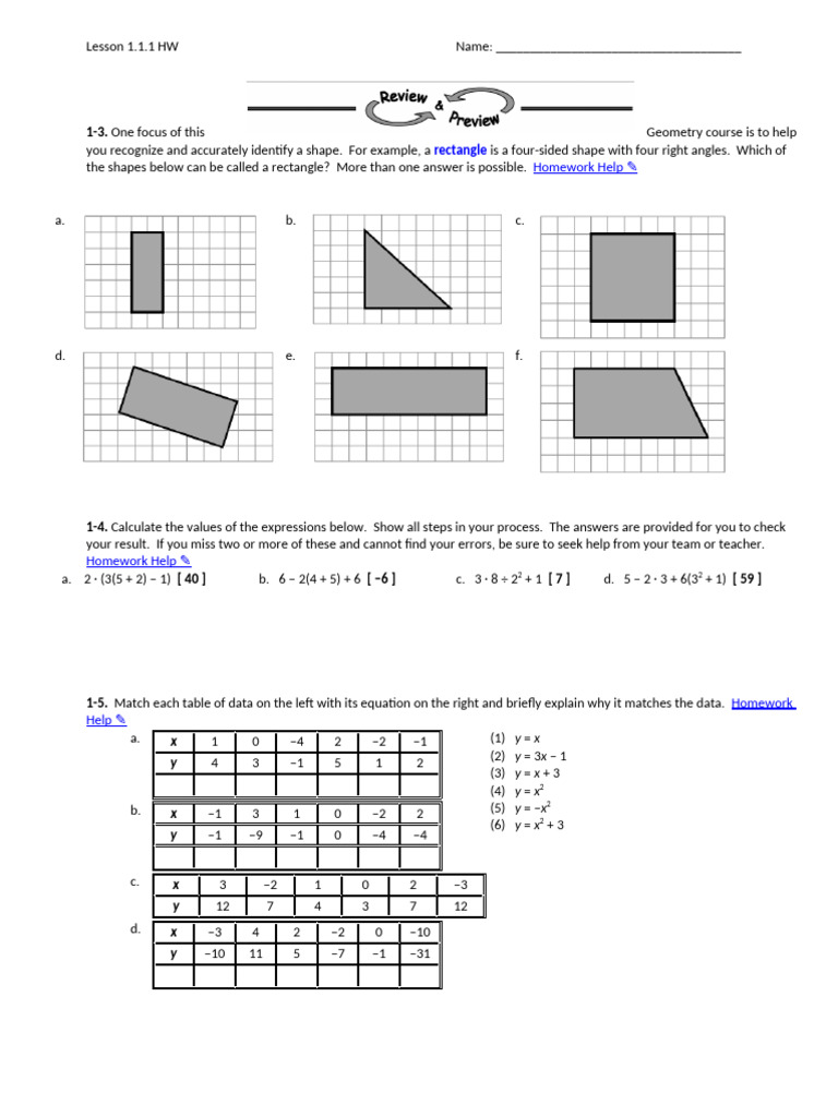 CPM_Geometry_1.1.1_Review_and_Preview | PDF | Mathematics