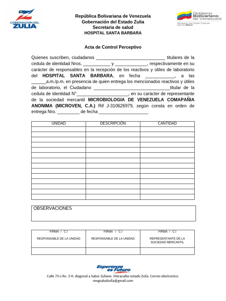 Acta Control Perceptivo. | PDF