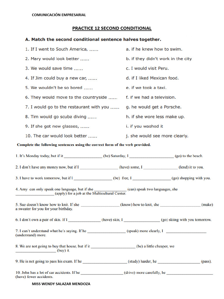 Practice Lesson 12 Second Conditional | PDF
