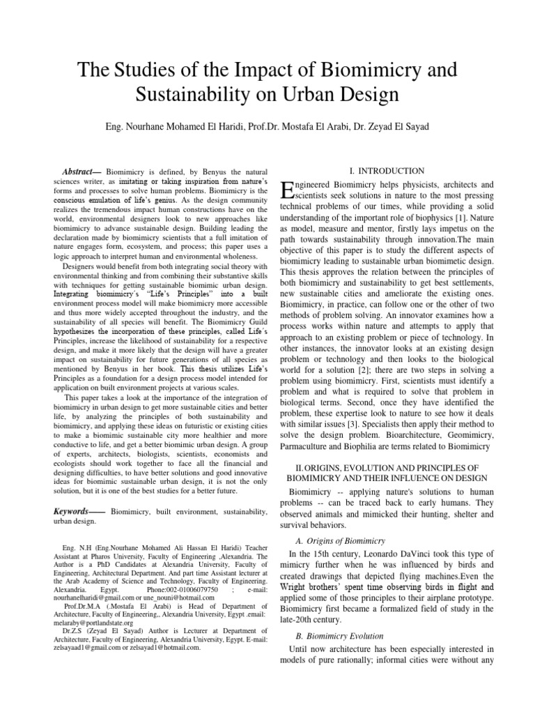 The Studies of The Impact of Biomimicry | PDF | Sustainability | Urban ...