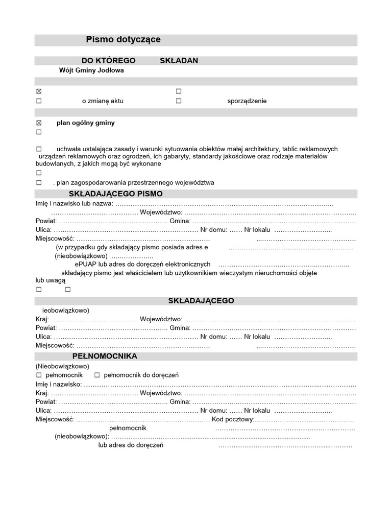 Wniosek Do Planu Ogólnego | PDF