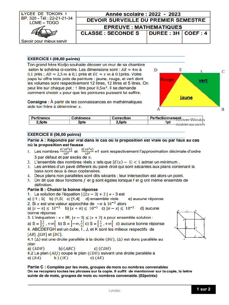 DEV LYTOKO COMPILATION MATHS 2ndEM | PDF