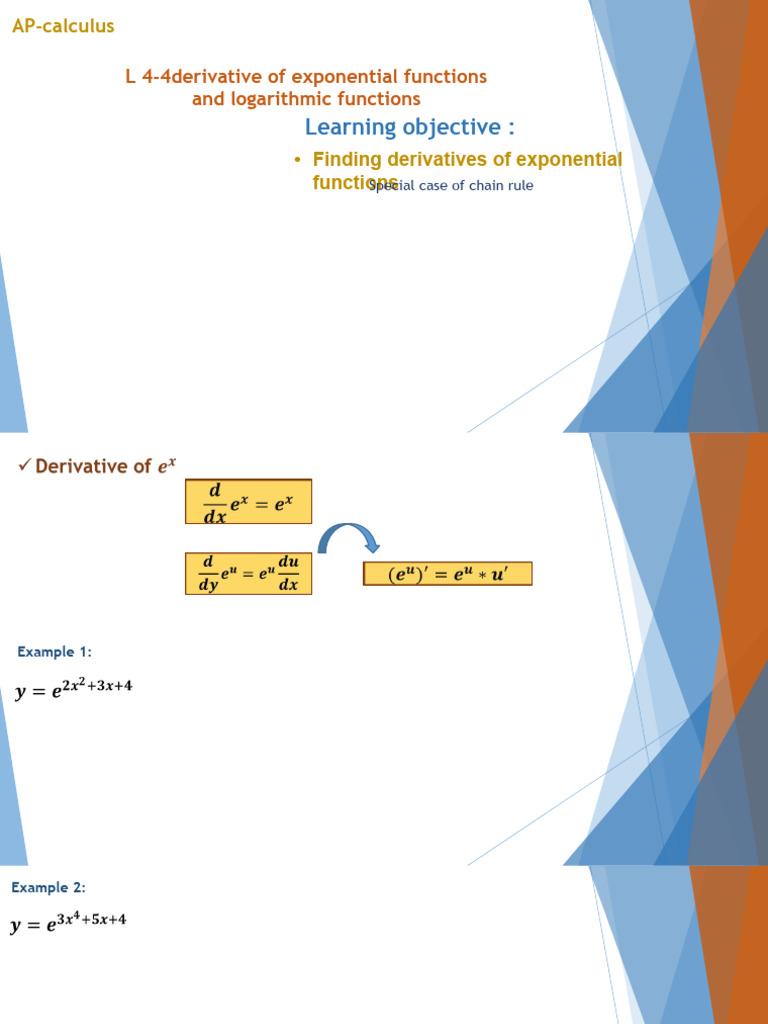 G12, Math, Chain Rule Exponential Functions e X | PDF