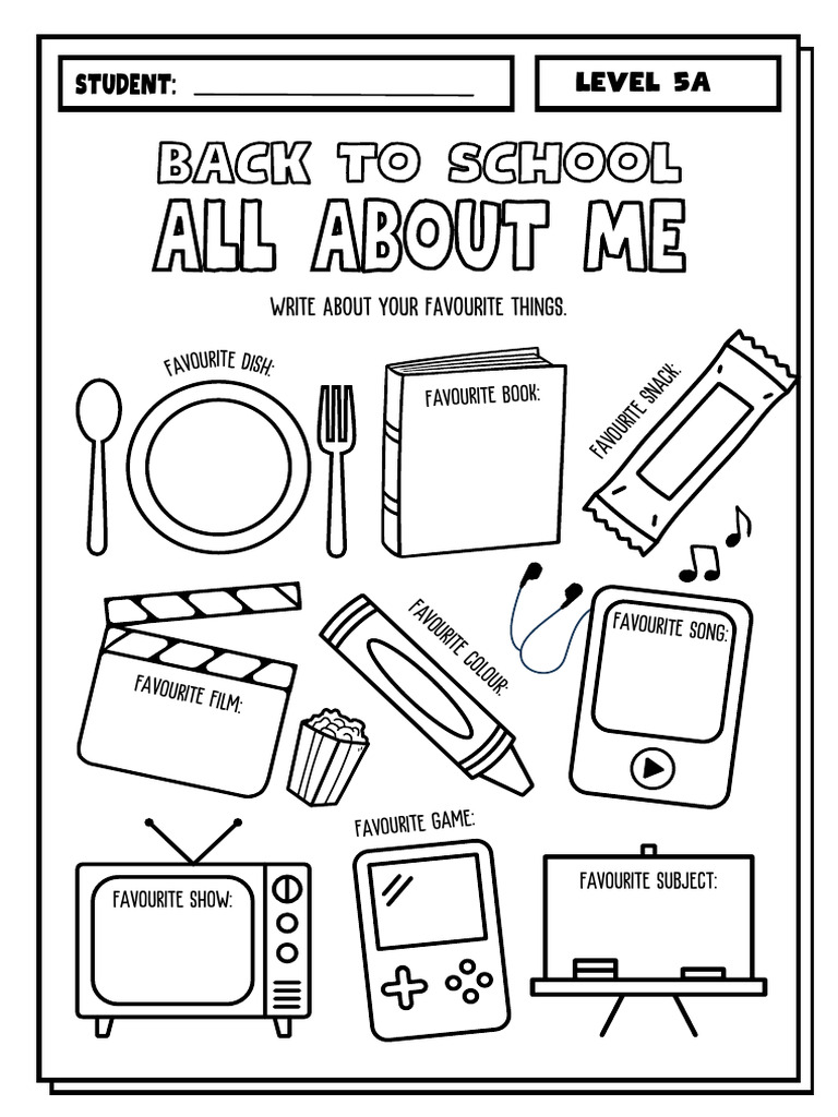Back To School All About Me Worksheet in Green Yellow Comic Style PDF | PDF