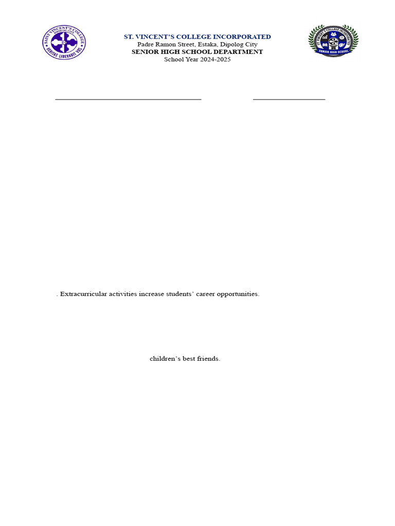 Senior High Reading & Writing Exam 2024 | PDF | Inference | Semantics