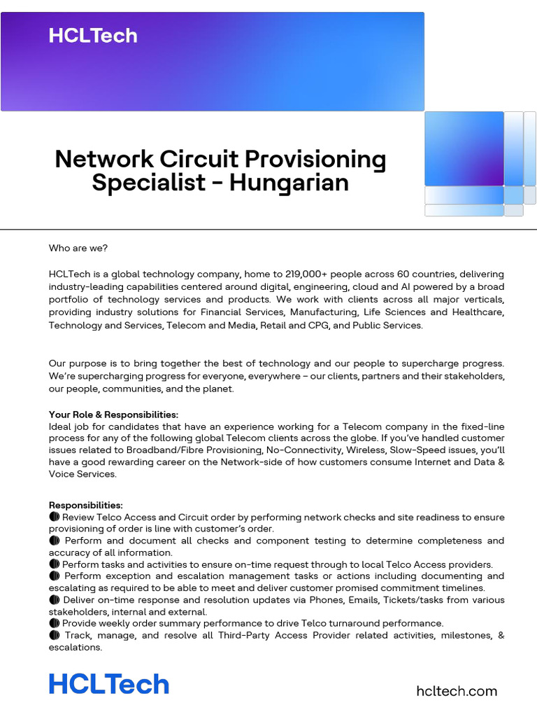 Network Circuit Provisioning Specialist - Hungarian-2 | PDF | Service Industries | Information ...