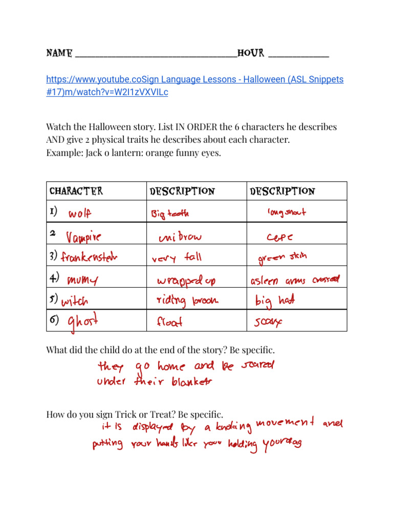 ASL Halloween Sign Language Guide | PDF