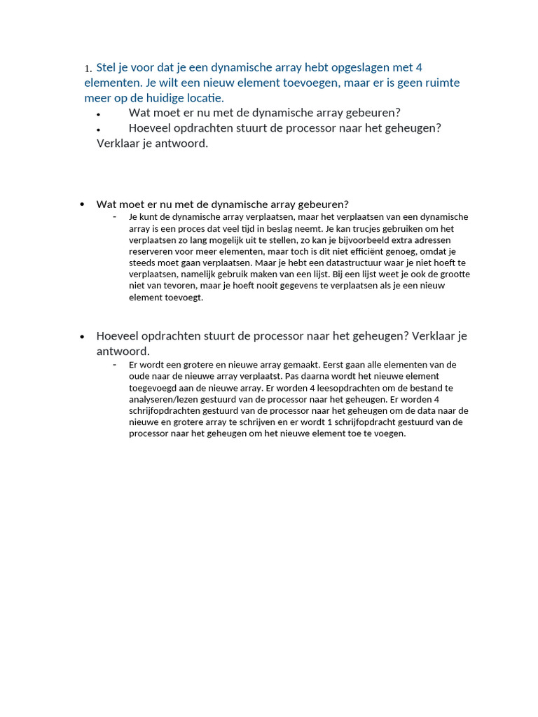 Dynamische Arrays Opdracht | PDF