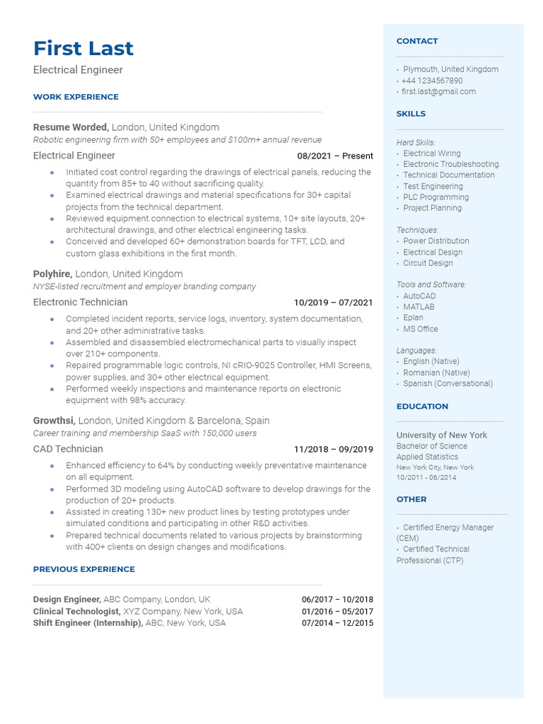 Electrical-Engineer2 - Template 18 | PDF | Engineering | Programmable ...