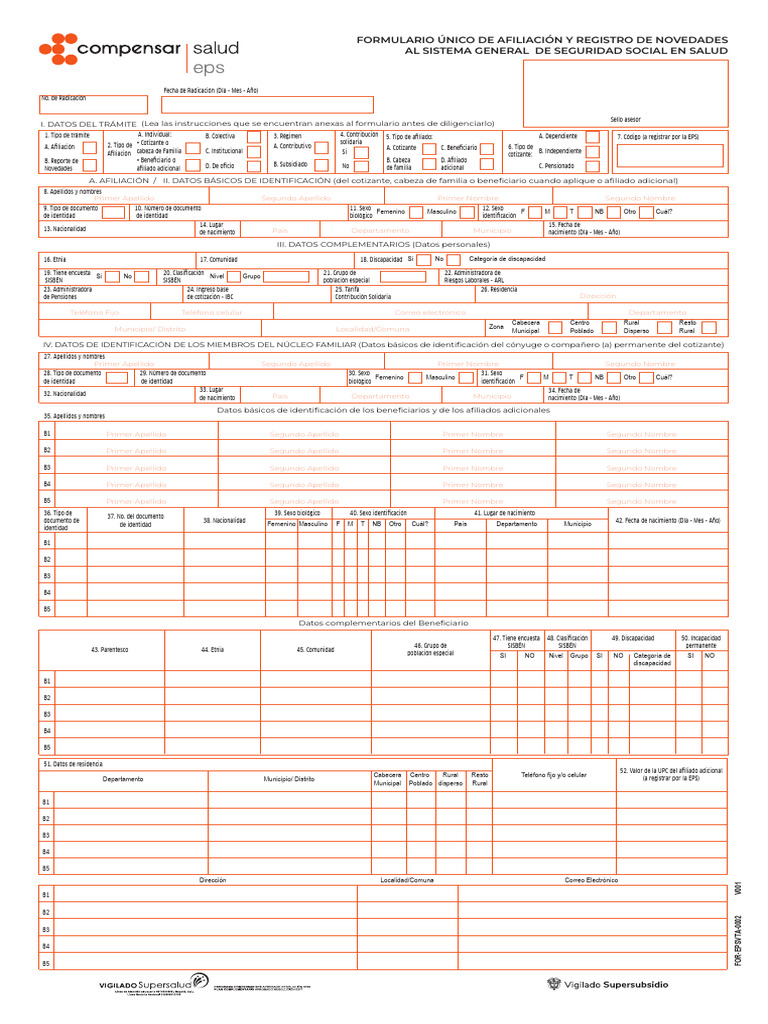 FORMATO COMPENSAR JOSE DAVID | PDF