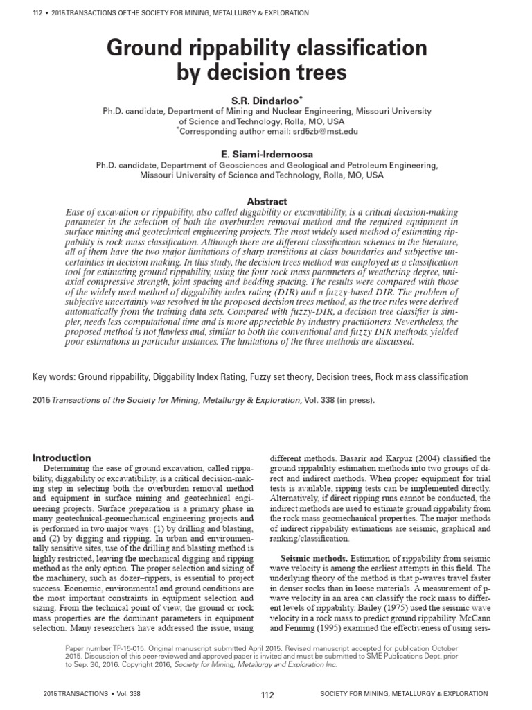 Ground Rippability Classification by Dec | PDF | Regression Analysis