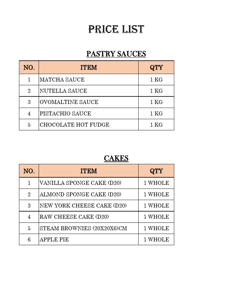 Price List | PDF
