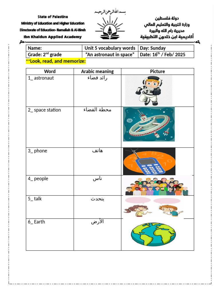 U. 5 vocabs reading | PDF