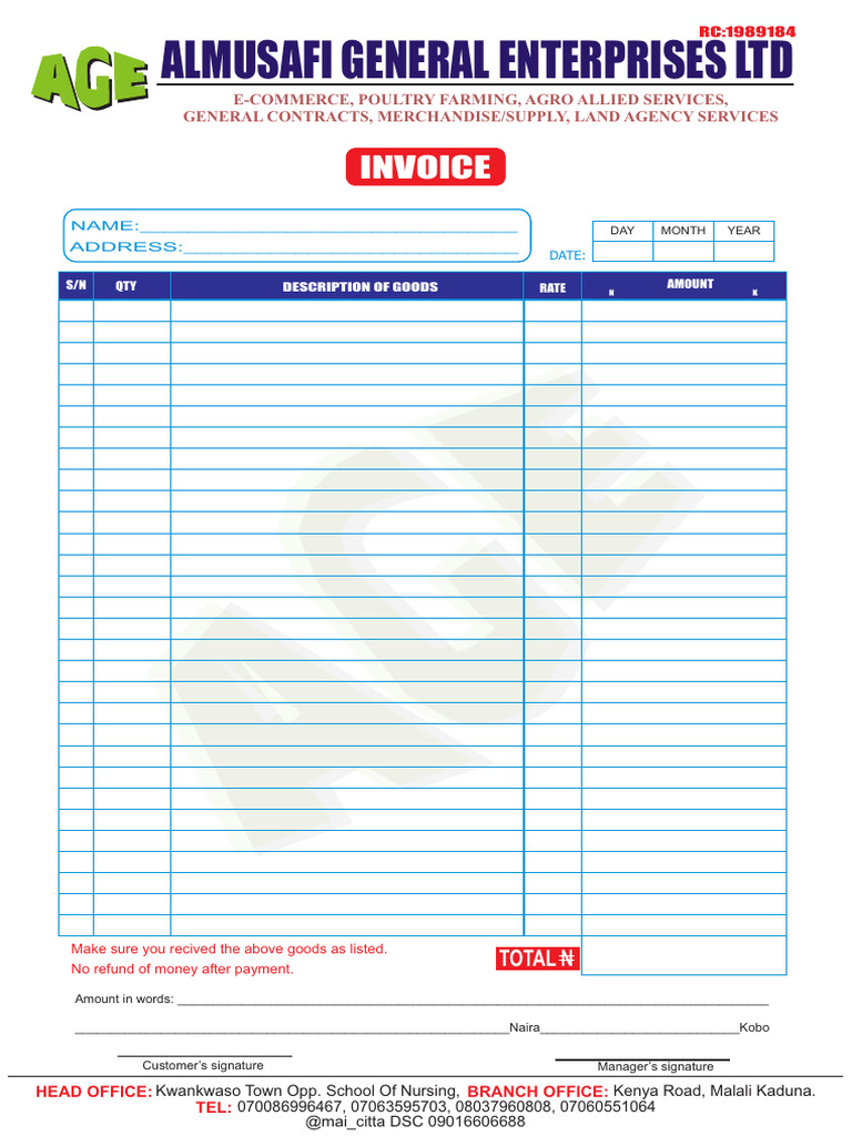 Almusafy AGE Invoice-1 | PDF