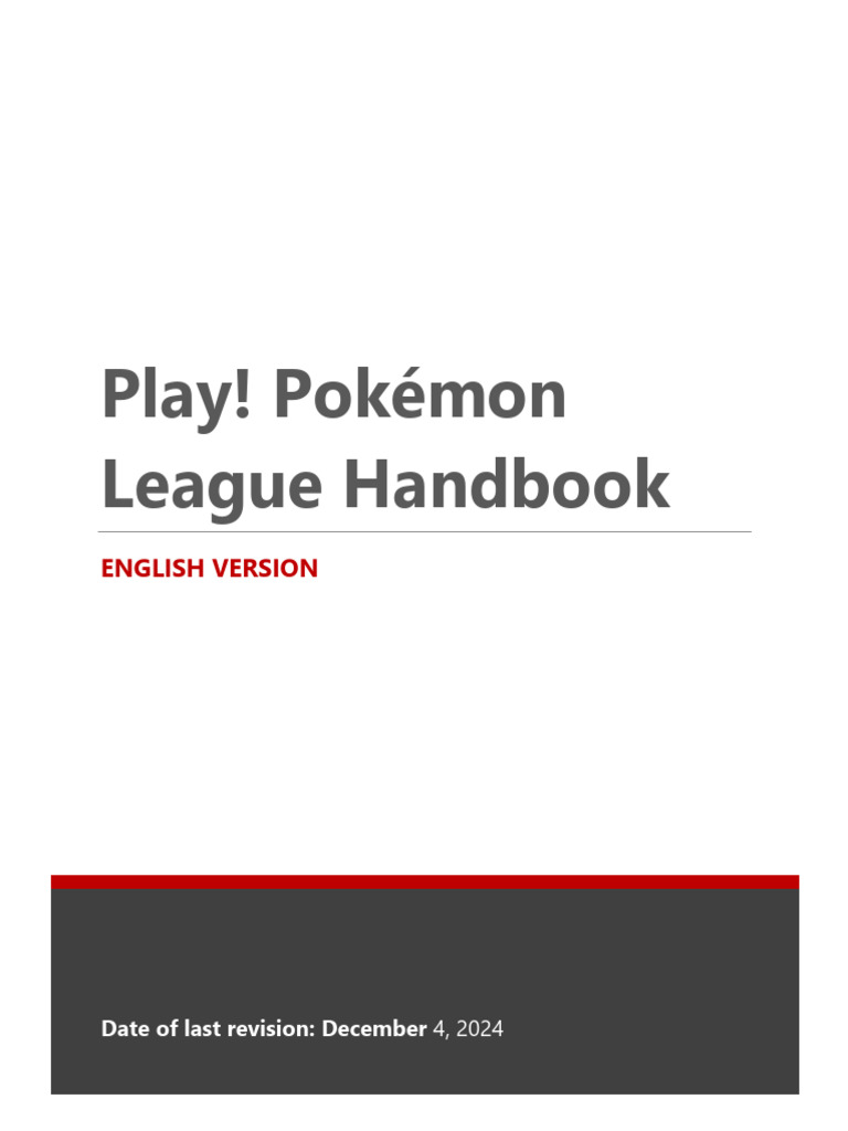 Play! Pokémon League Handbook Overview | PDF