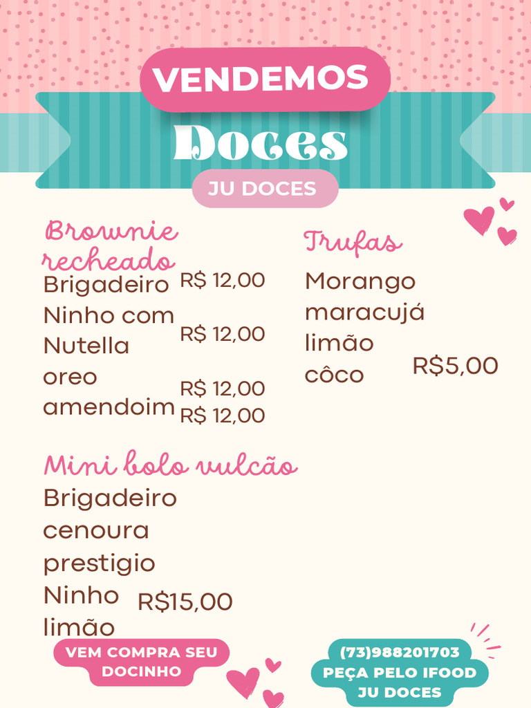 Cardápio de confeitaria menu divertido bege e rosa_20250228_140147_0000 ...