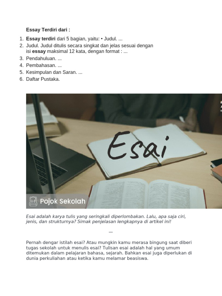 Struktur dan Jenis-Jenis Esai | PDF