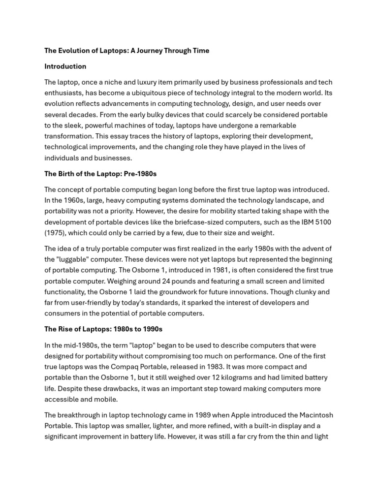 The Evolution of Laptops A Journey Through Time | PDF | Laptop | Tablet ...