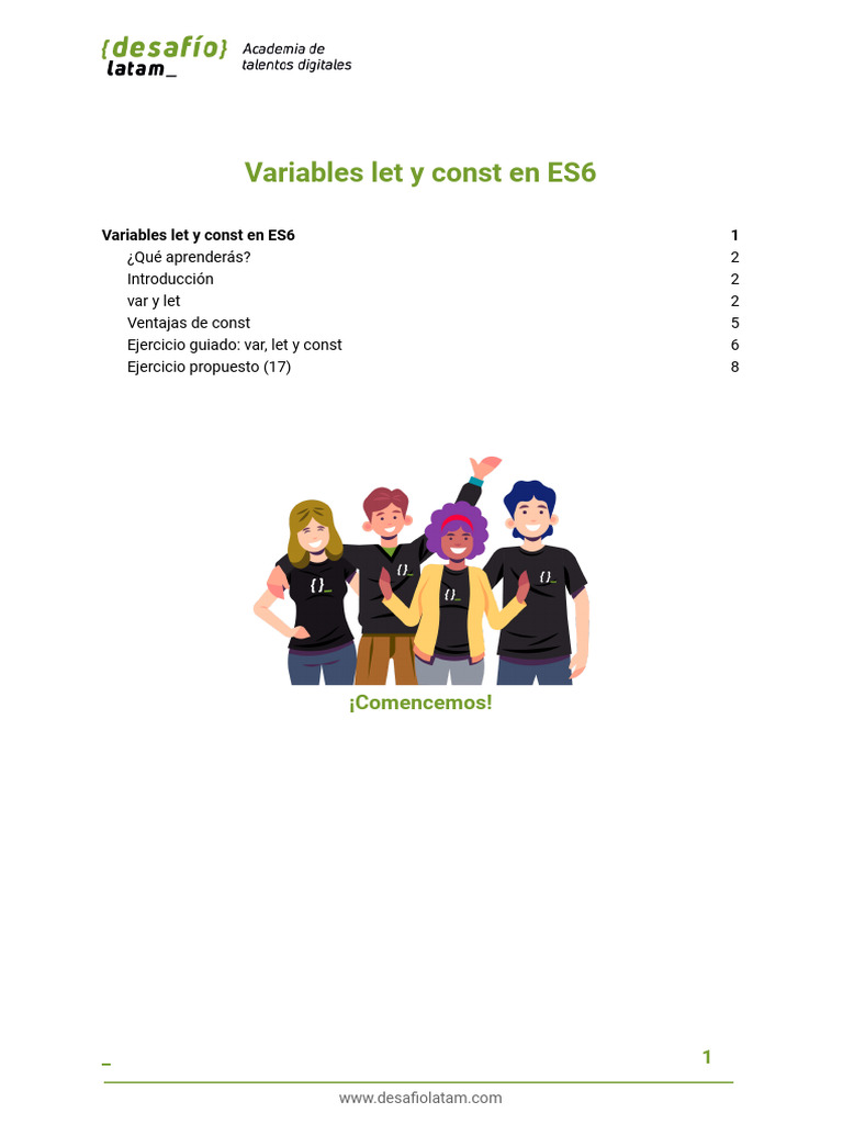 Variables let y const en ES6 | PDF | Script Java | Variable (informática)