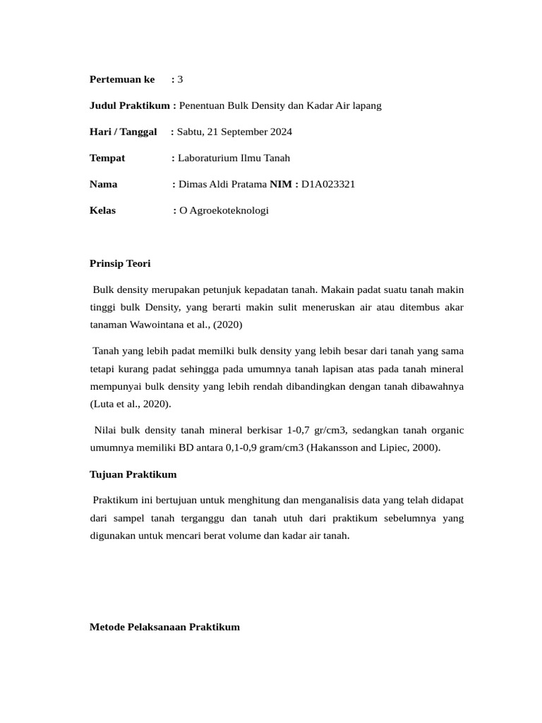 Bulk Density dan Kadar Air Tanah | PDF