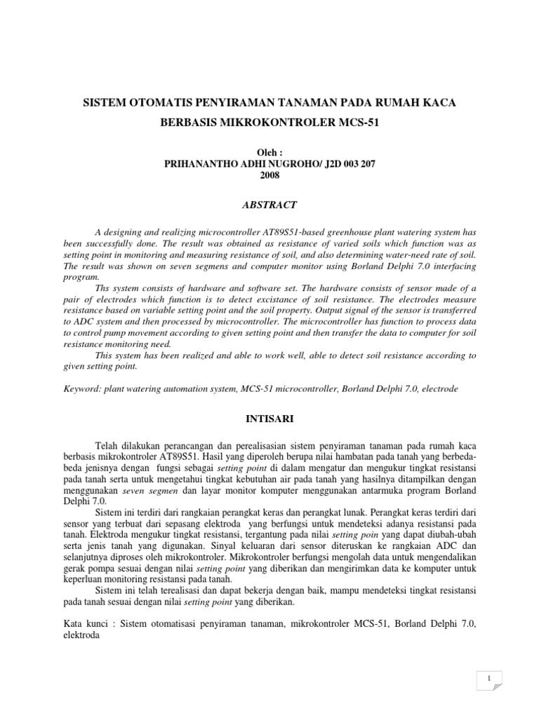 Sistem Otomatis Penyiraman Tanaman Pada Rumah Kaca Berbasis ...