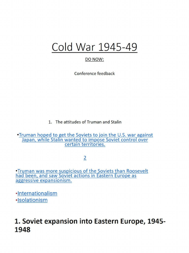 Cold War Overview: 1945-1949 Events | PDF