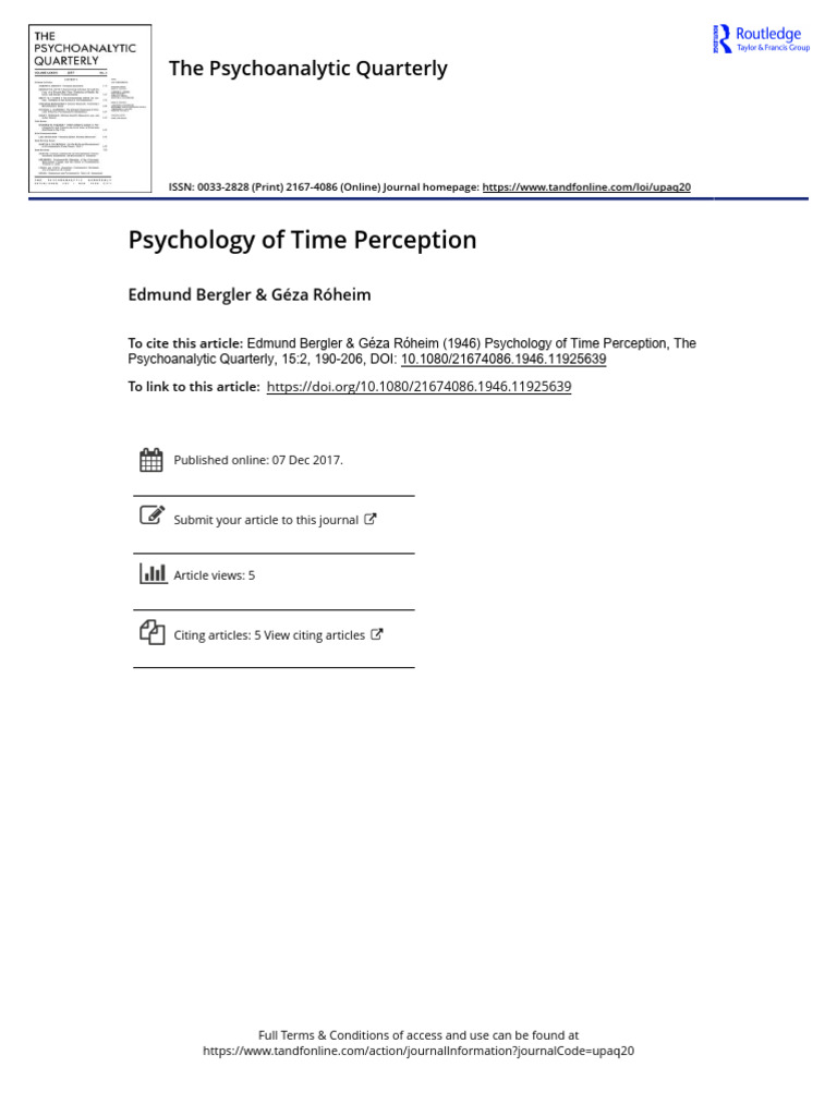 Psychology of Time Perception Analysis | PDF | Sigmund Freud ...