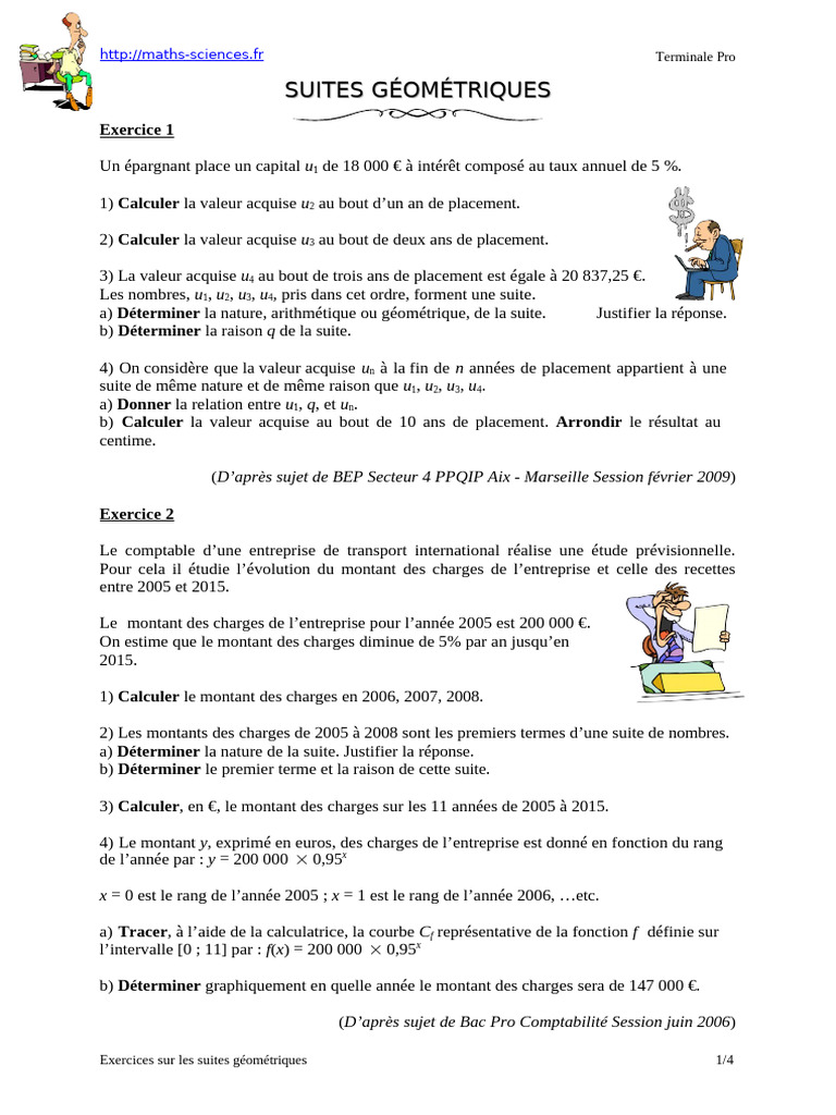 Exercices sur les suites géométriques | PDF | Dépréciation