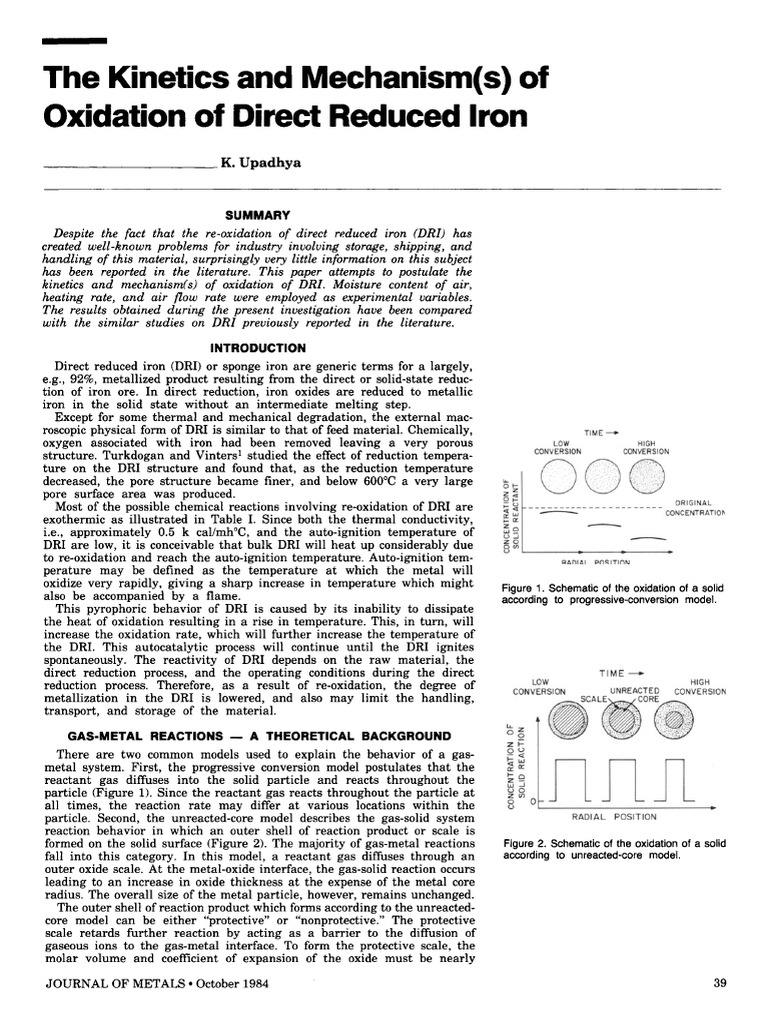 Kinetics of Direct Reduced Iron Oxidation | PDF | Redox | Iron