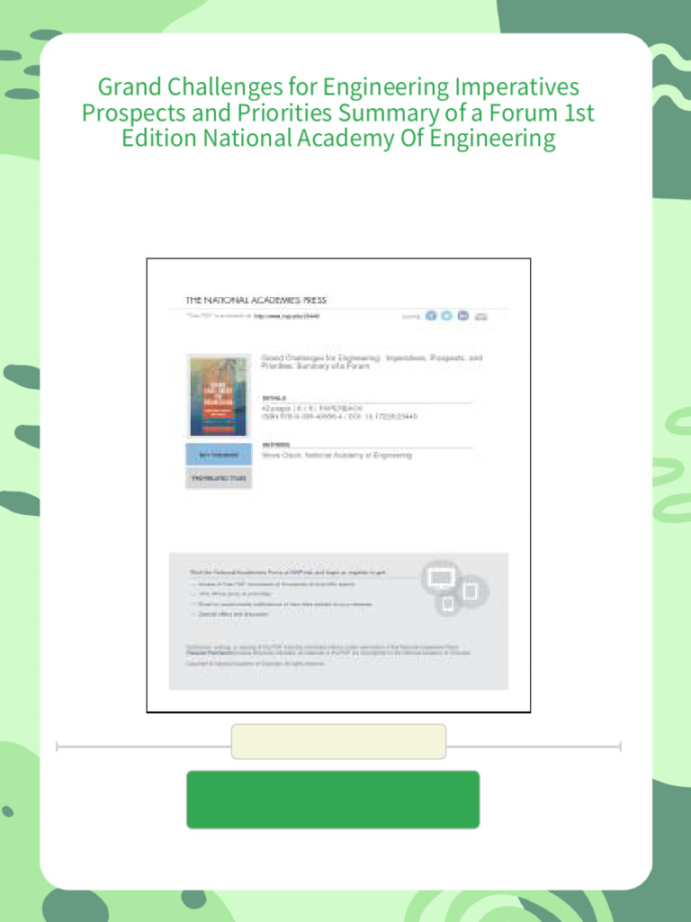 Grand Challenges for Engineering Imperatives Prospects and Priorities ...